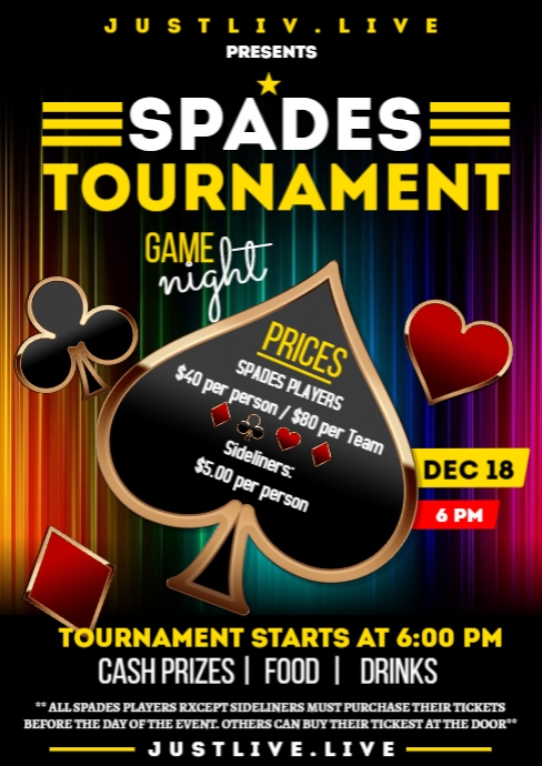JUS LIVE SPADES TOURNAMENT | PosterMyWall