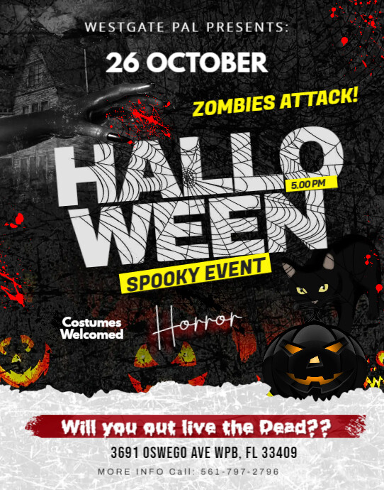 Halloween zombie night party, | PosterMyWall