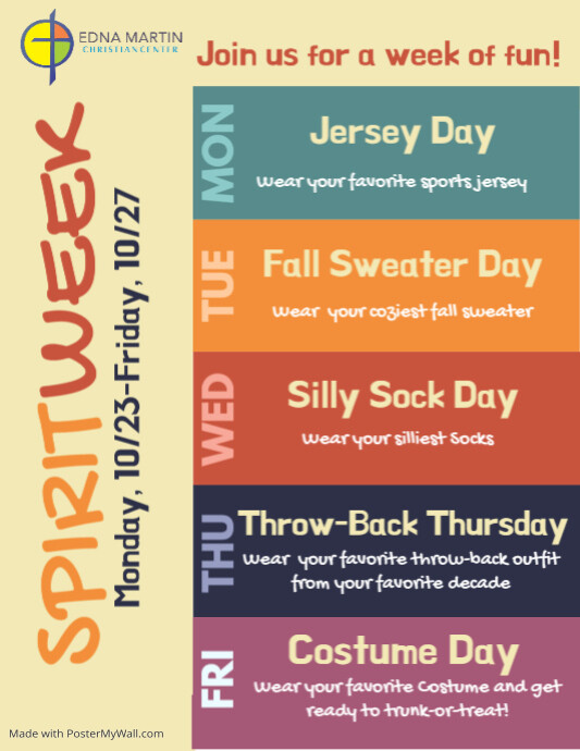 Spirit Week Flyer | PosterMyWall