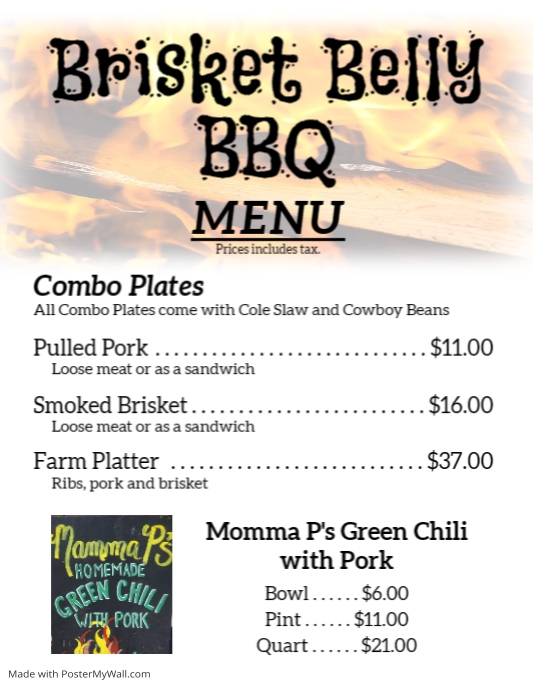 Barbecue Restaurant Tax Menu v2 | PosterMyWall