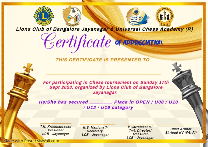 Copy of Copy of Chess Certificate of Appreciation Template (2 ...