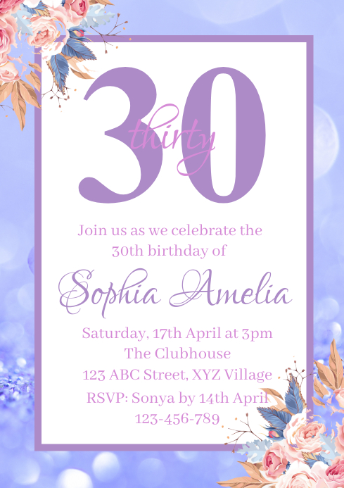 30th Birthday Invitation Template | PosterMyWall