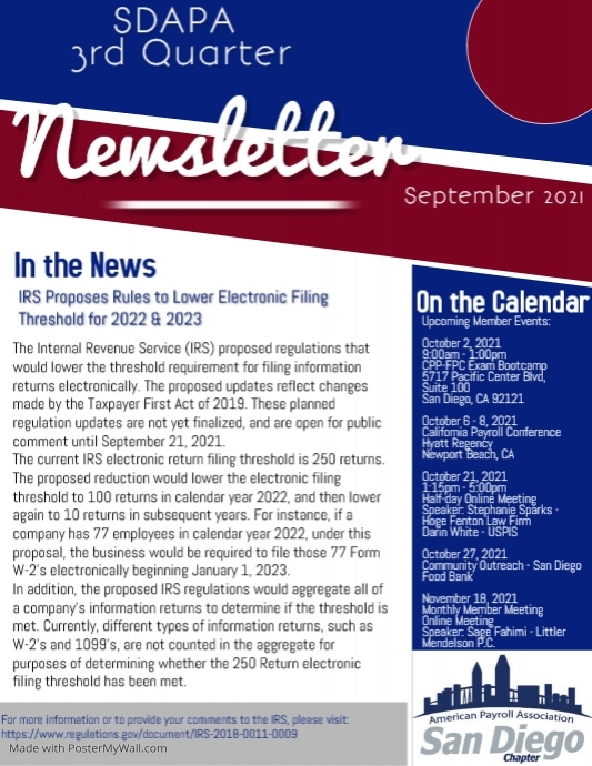 Copy of 2021 SDAPA QTR-3 Newsletter Pg. 1 | PosterMyWall