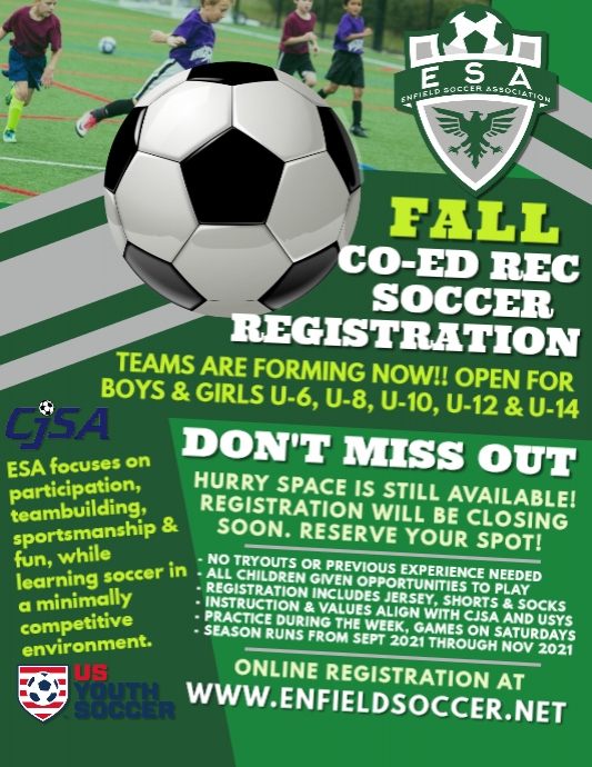 ESA Rec Soccer Flyer | PosterMyWall