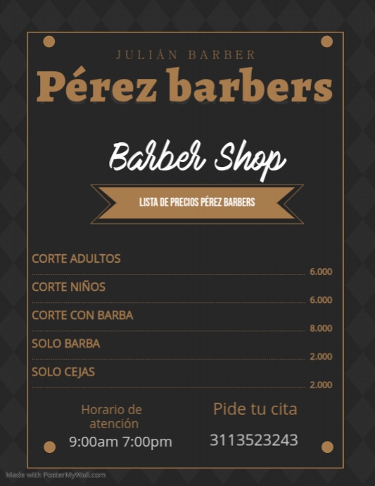 Copia de Regal Men's Barber Shop Price List Template | PosterMyWall