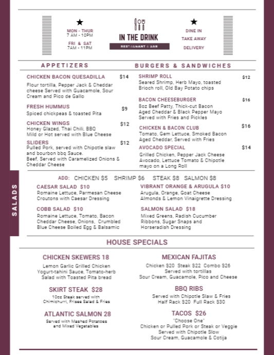 Simple Food Menu - Resto & Lounge Template | PosterMyWall