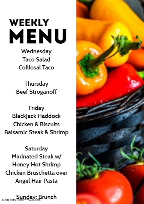 Copy of Menu Card Weekly Meals Restaurant Take Away | PosterMyWall