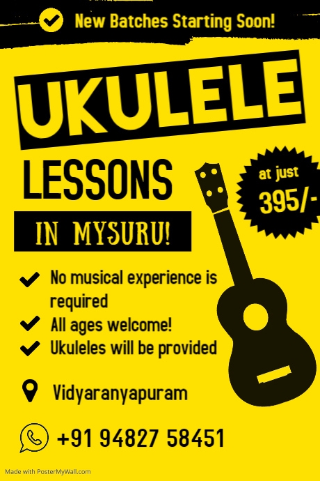 Copy of Ukulele Lessons Poster Template | PosterMyWall