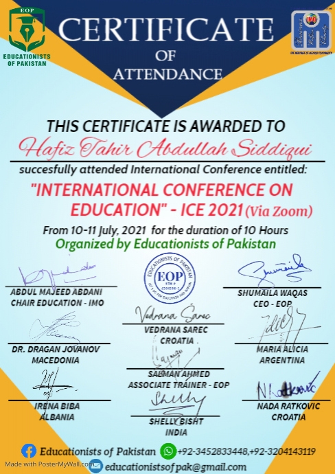 Copy of Hafiz Tahir Abdullah Siddiqui | PosterMyWall