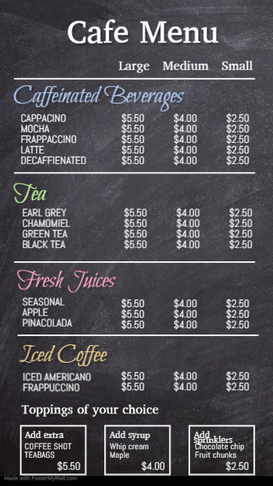 Copy of Coffee menu, menu, cafe menu | PosterMyWall