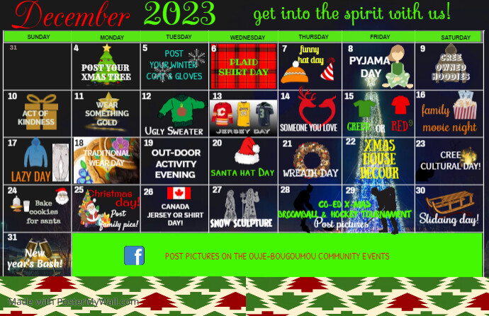 December Monthly Events Calendar Template | PosterMyWall