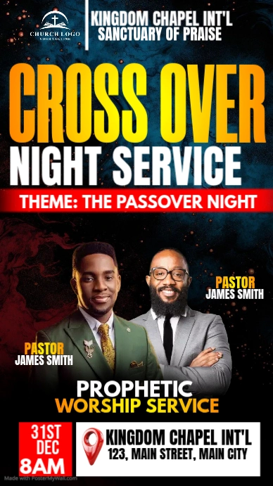 31st crossover night church service 2026 Template | PosterMyWall