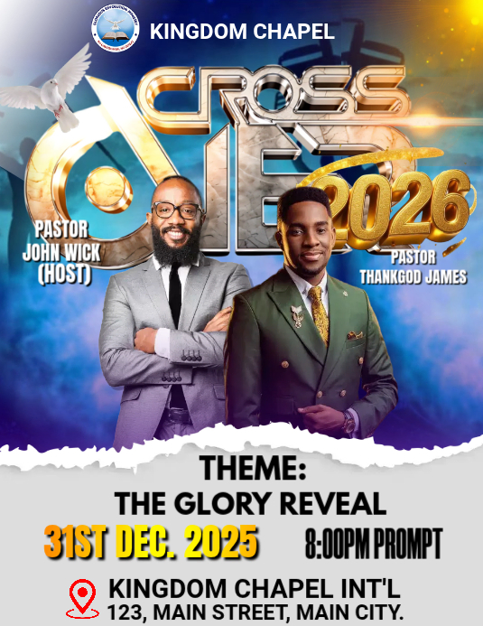Plantilla de 31st crossover night church service 2026 | PosterMyWall