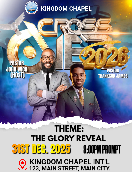 31st crossover night church service 2026 Template | PosterMyWall