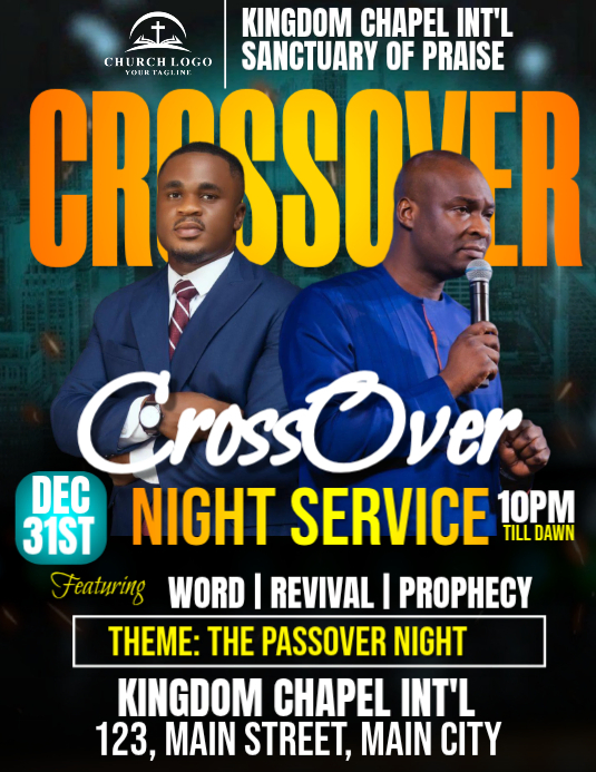 31st crossover night church service 2026 Template | PosterMyWall