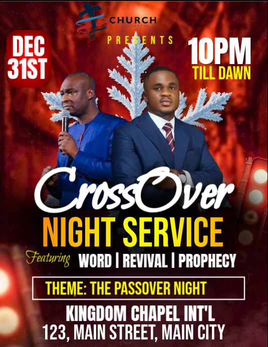 31st crossover night church service 2026 Template | PosterMyWall