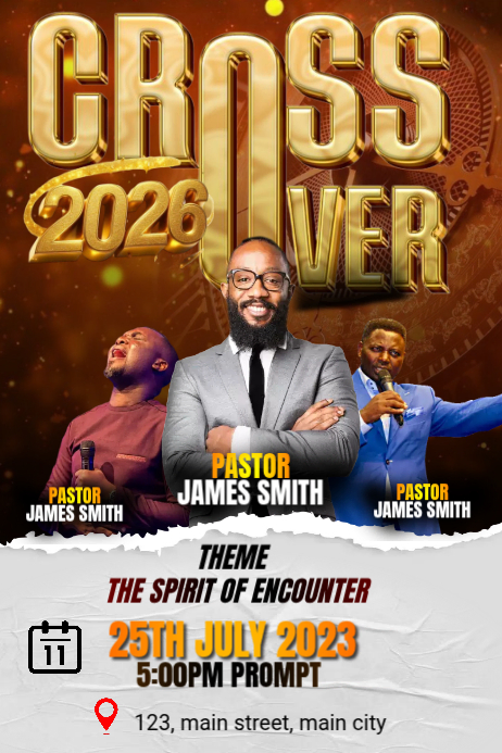 31st crossover night church service 2026 Template | PosterMyWall