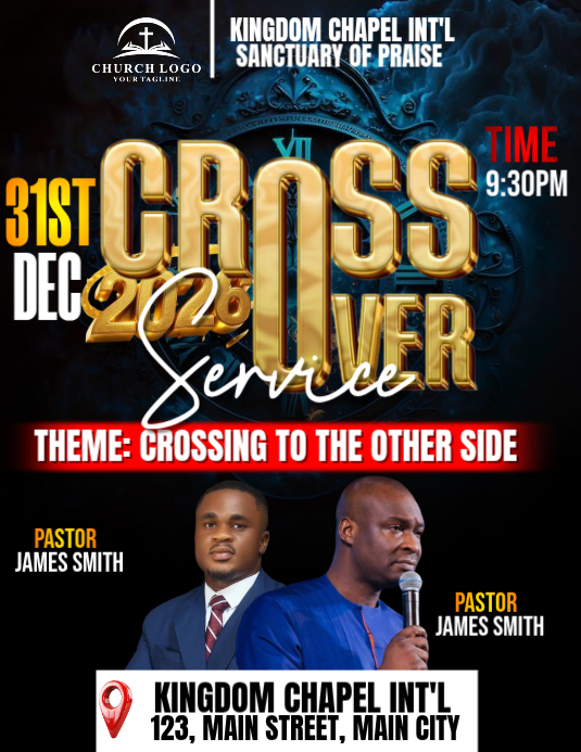 31st crossover night church service 2026 Template | PosterMyWall