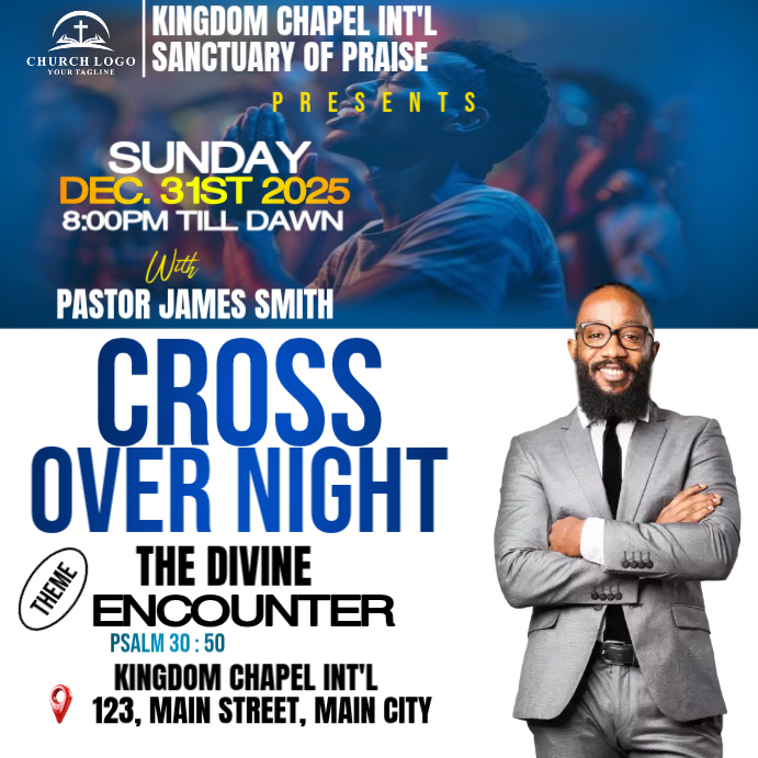 Modèle 31st crossover night church service 2026 | PosterMyWall
