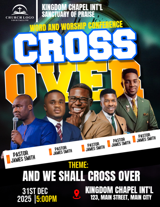 31st crossover night church service 2026 Template | PosterMyWall