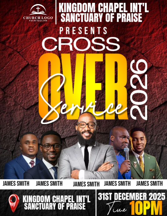 31st crossover night church service 2026 Template | PosterMyWall
