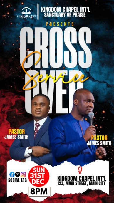 31st crossover night church service 2026 Template | PosterMyWall