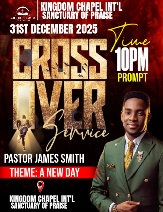 31st crossover night church service 2026 Template | PosterMyWall