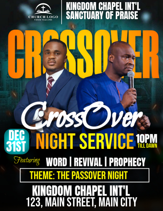 Plantilla de 31st crossover night church service 2026 | PosterMyWall