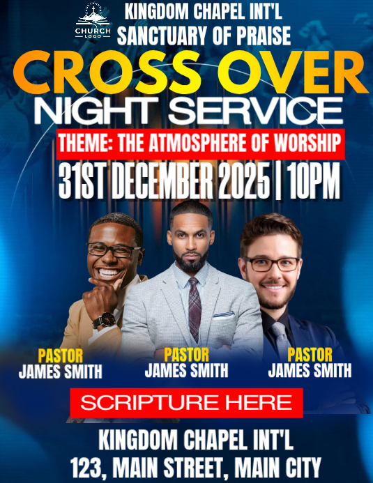 31st crossover night church service 2026 Template | PosterMyWall