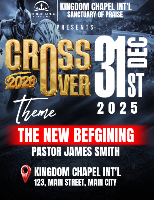 31st crossover night church service 2026 Template | PosterMyWall