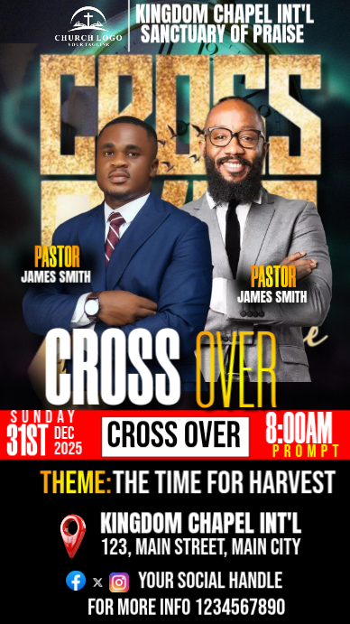 31st crossover night church service 2026 Template | PosterMyWall