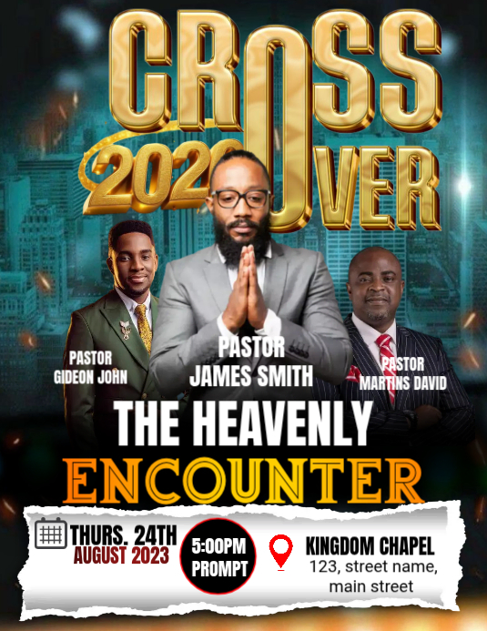 Modèle 31st crossover night church service 2026 | PosterMyWall