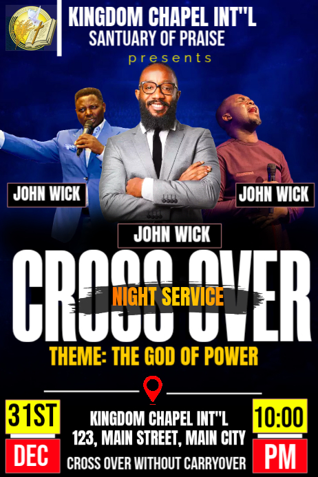 31st crossover night church service 2026 Template | PosterMyWall