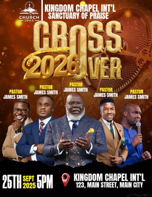 Modèle 31st crossover night church service 2026 | PosterMyWall