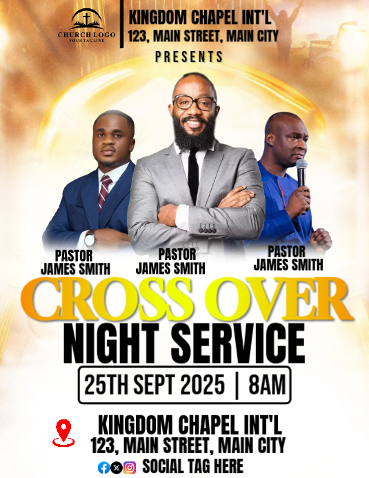 31st crossover night church service 2026 Template | PosterMyWall