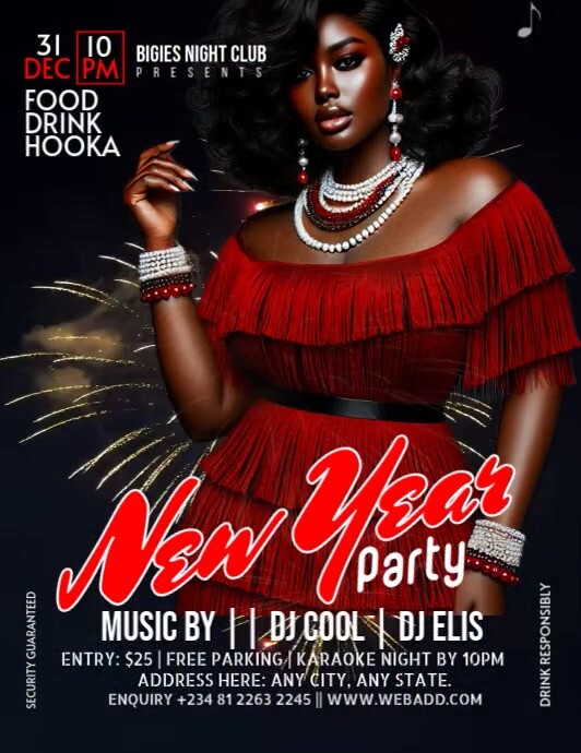 31st Night party black flyer Us letter Template | PosterMyWall