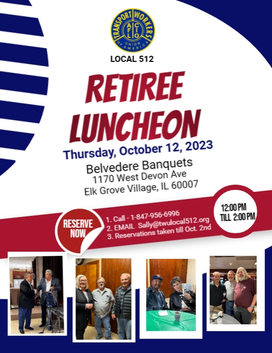 TWU Retiree Luncheon 2023 | PosterMyWall