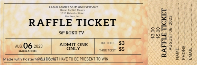 Gold Printable Raffle Ticket Design Template | PosterMyWall