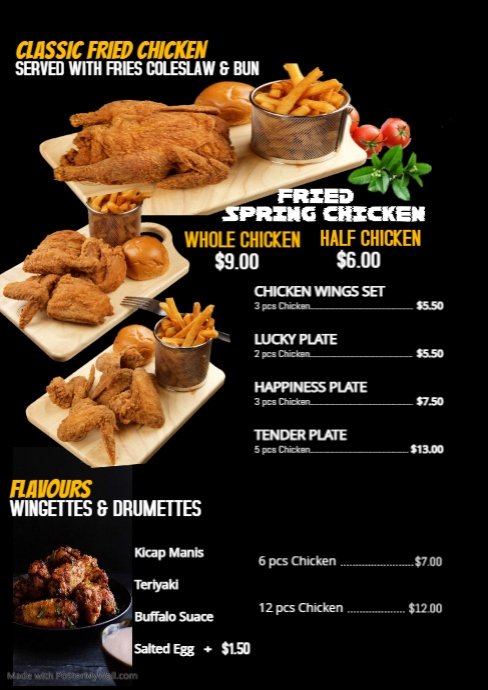 Copy of Black and Yellow Bistro Menu Design | PosterMyWall