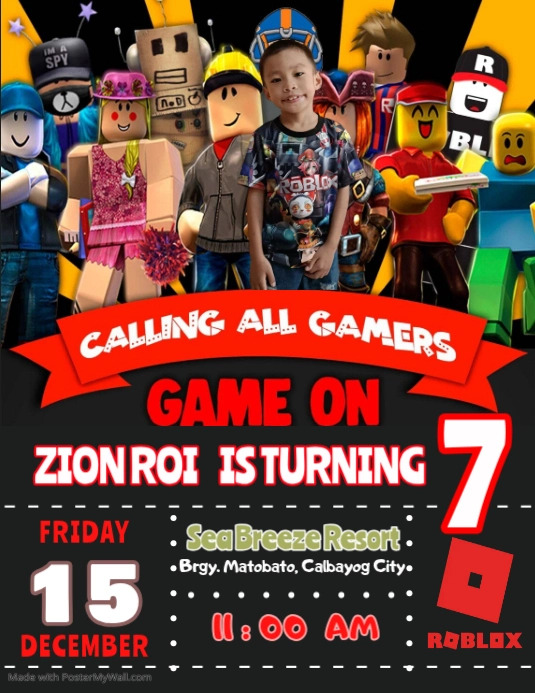 ROBLOX BOY BIRTHDAY INVITATION | PosterMyWall