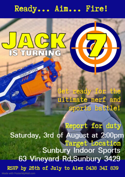 Nerf Birthday Invitation 2 | PosterMyWall