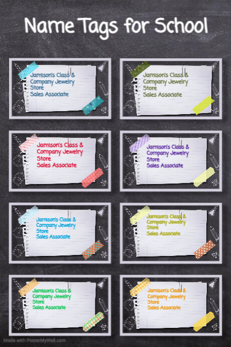 Name Tags for School Children Kids (1) | PosterMyWall