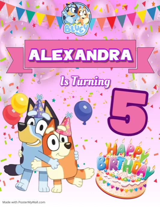 BLUEY GIRL BIRTHDAY INVITATIONS | PosterMyWall