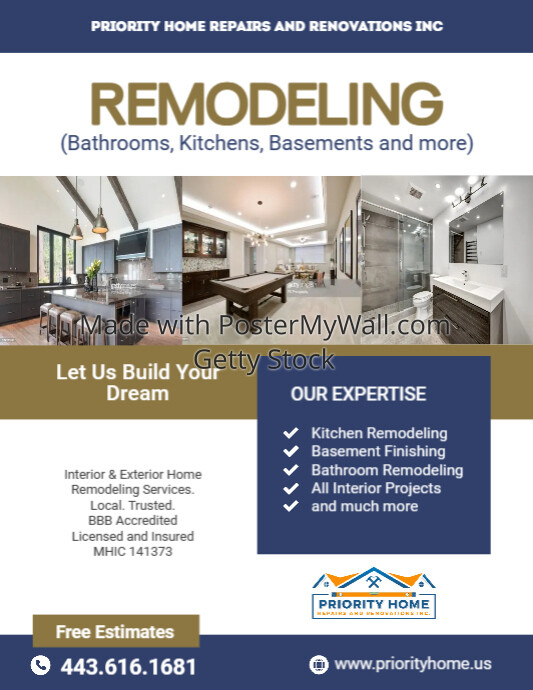 Remodeling bathroom kitchen flyer | PosterMyWall