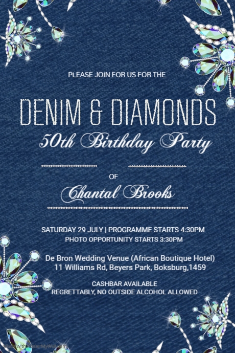 Denim and diamonds Birthday Party Invitation | PosterMyWall