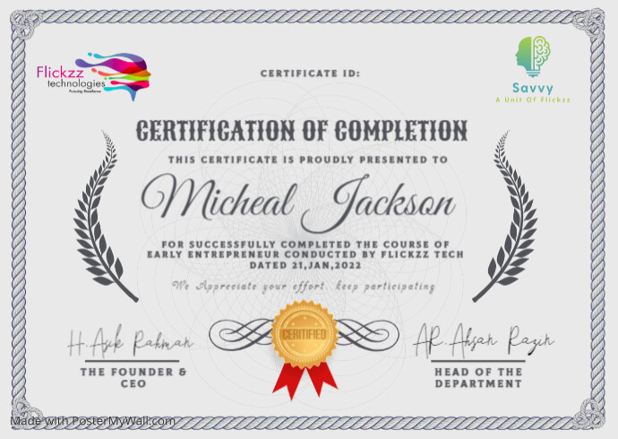 Custom Certificate Design Template | PosterMyWall