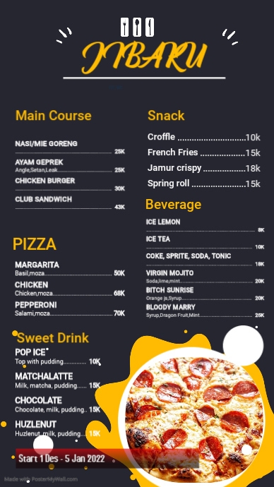 Salinan Black and Yellow Bistro Menu Design | PosterMyWall