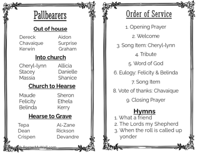 Red Roses Obituary 1; Side 2 of 2 | PosterMyWall