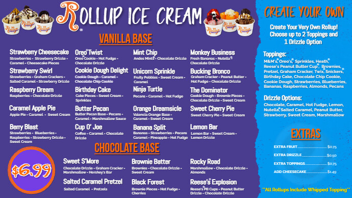 Michigan Rollup Ice Cream Menu | PosterMyWall