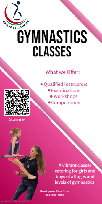 Pink and white Gymnastics center advertisemen (6) | PosterMyWall